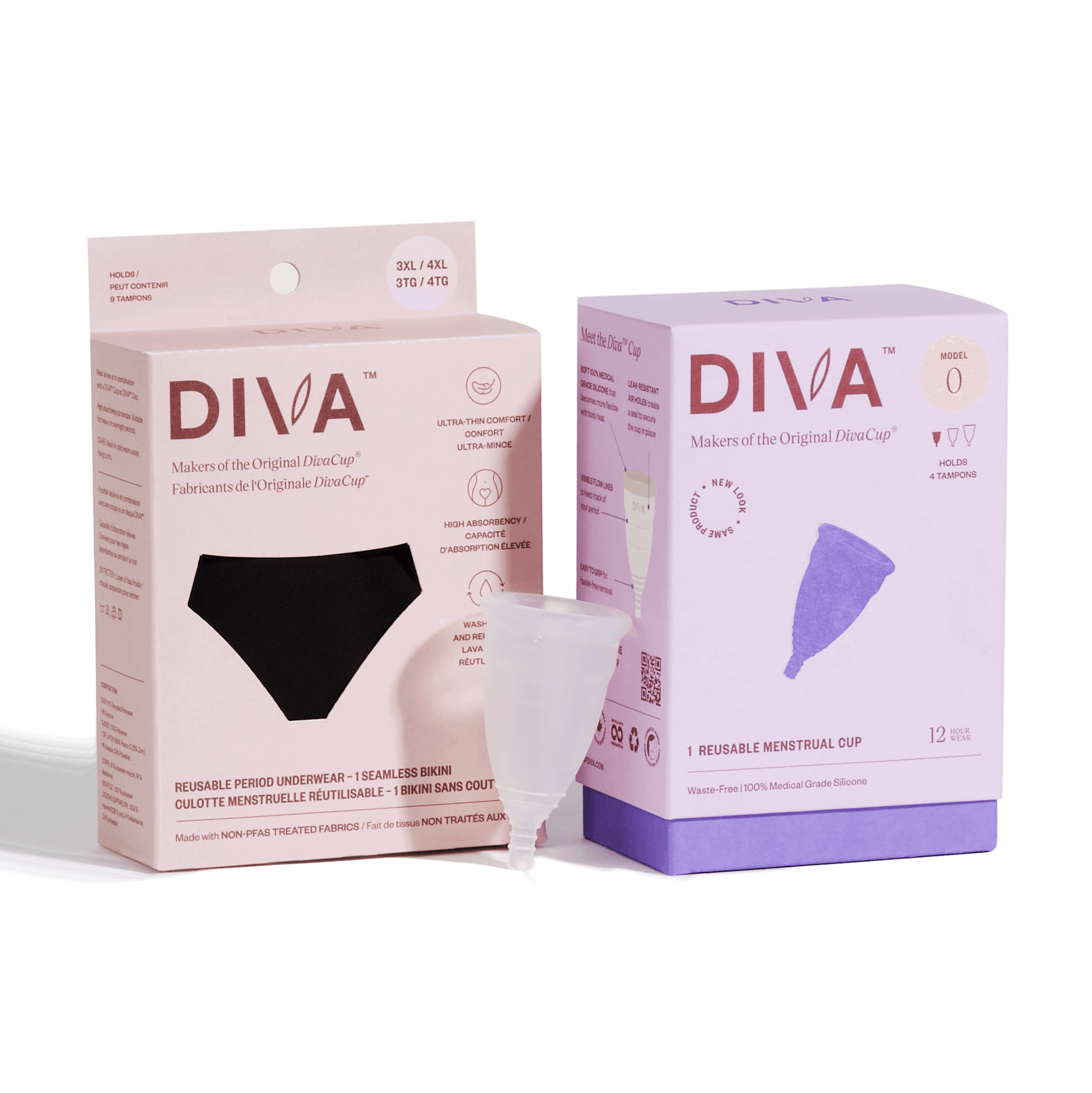 DIVA Cup & Ultra-thin High Absorbency Reusable Period Underwear Bundle ...